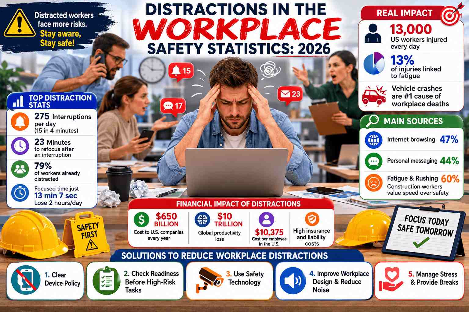 Distractions in the Workplace Safety Statistics 2026 Guide